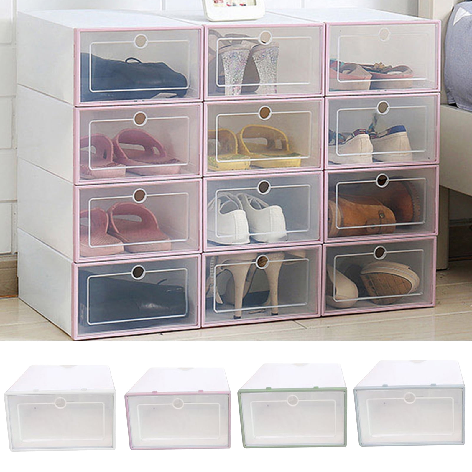 Walbest Stackable Transparent Shoe Storage Box - PP Clear Plastic ...