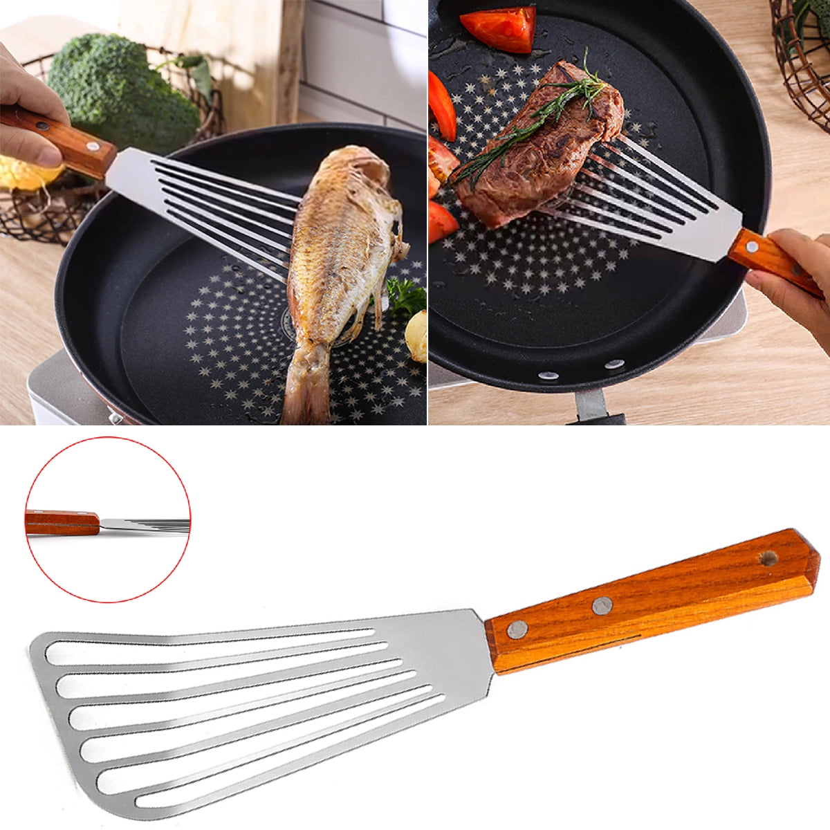 Walbest Stainless Steel Fish Spatula, Slotted Turner - Thin-Edged ...