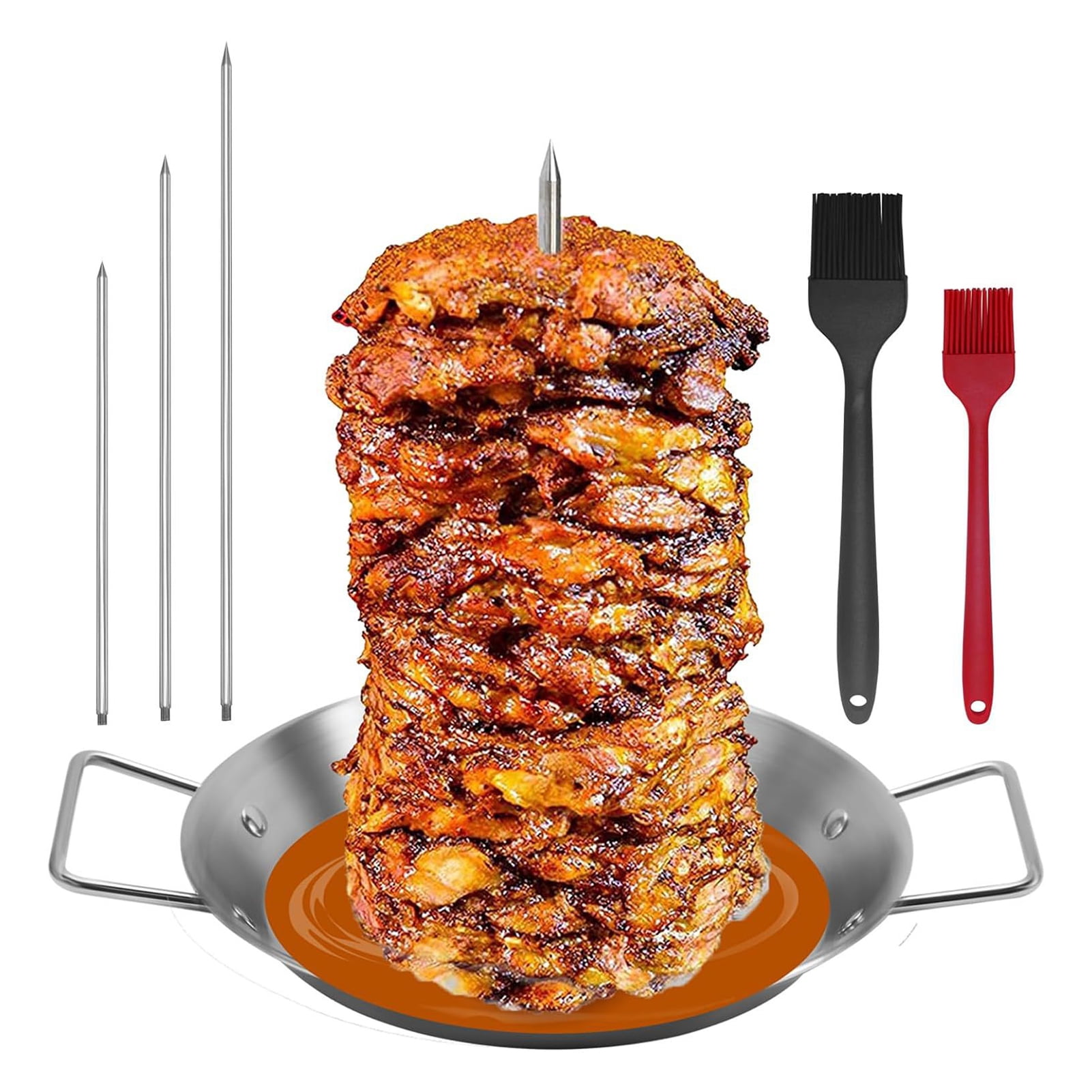 Walbest Stainless Steel Vertical Skewer Grill Set with 3 Spikes (8”/10 ...