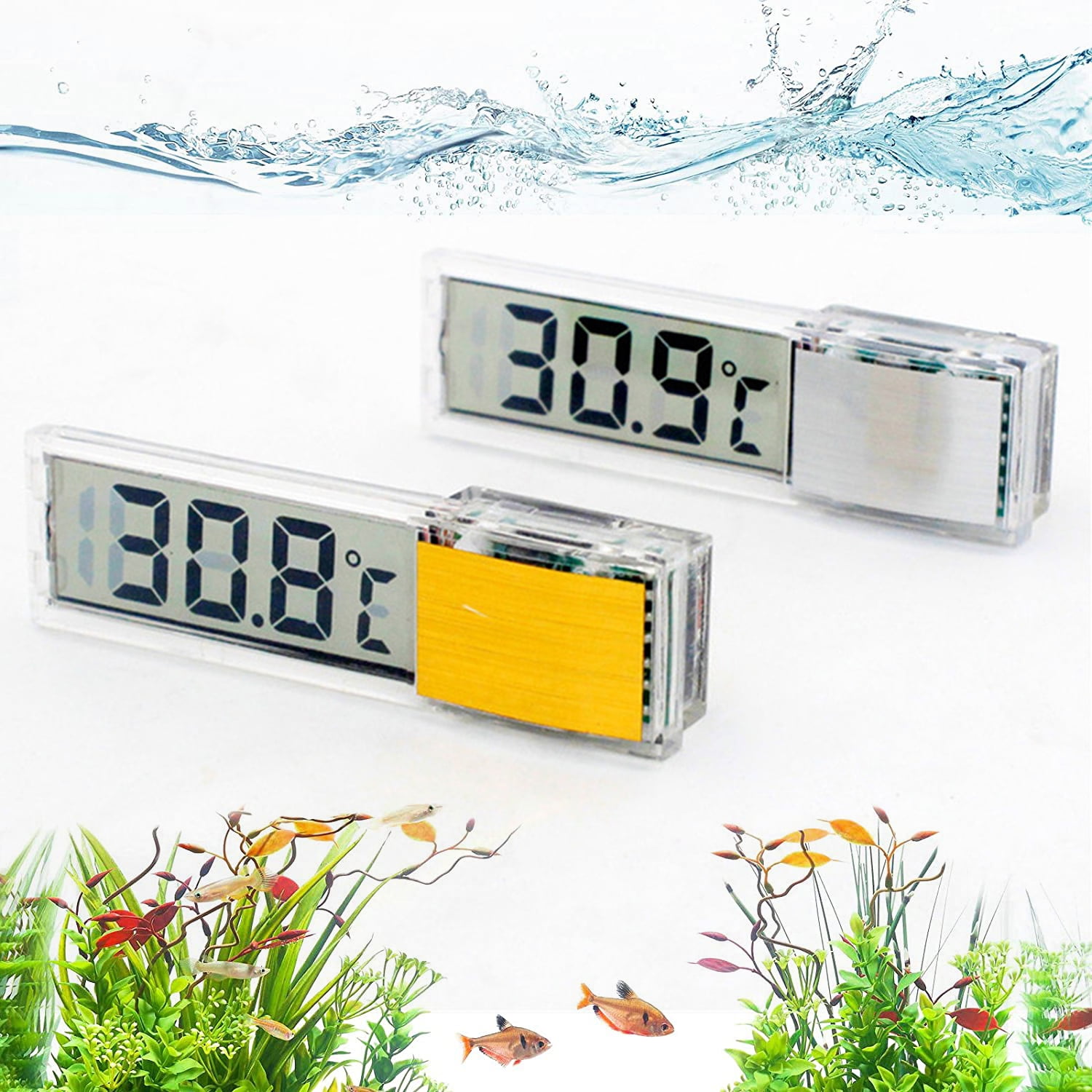 Walbest Stick-on Digital Aquarium Thermometer, Suitable for Saltwater ...