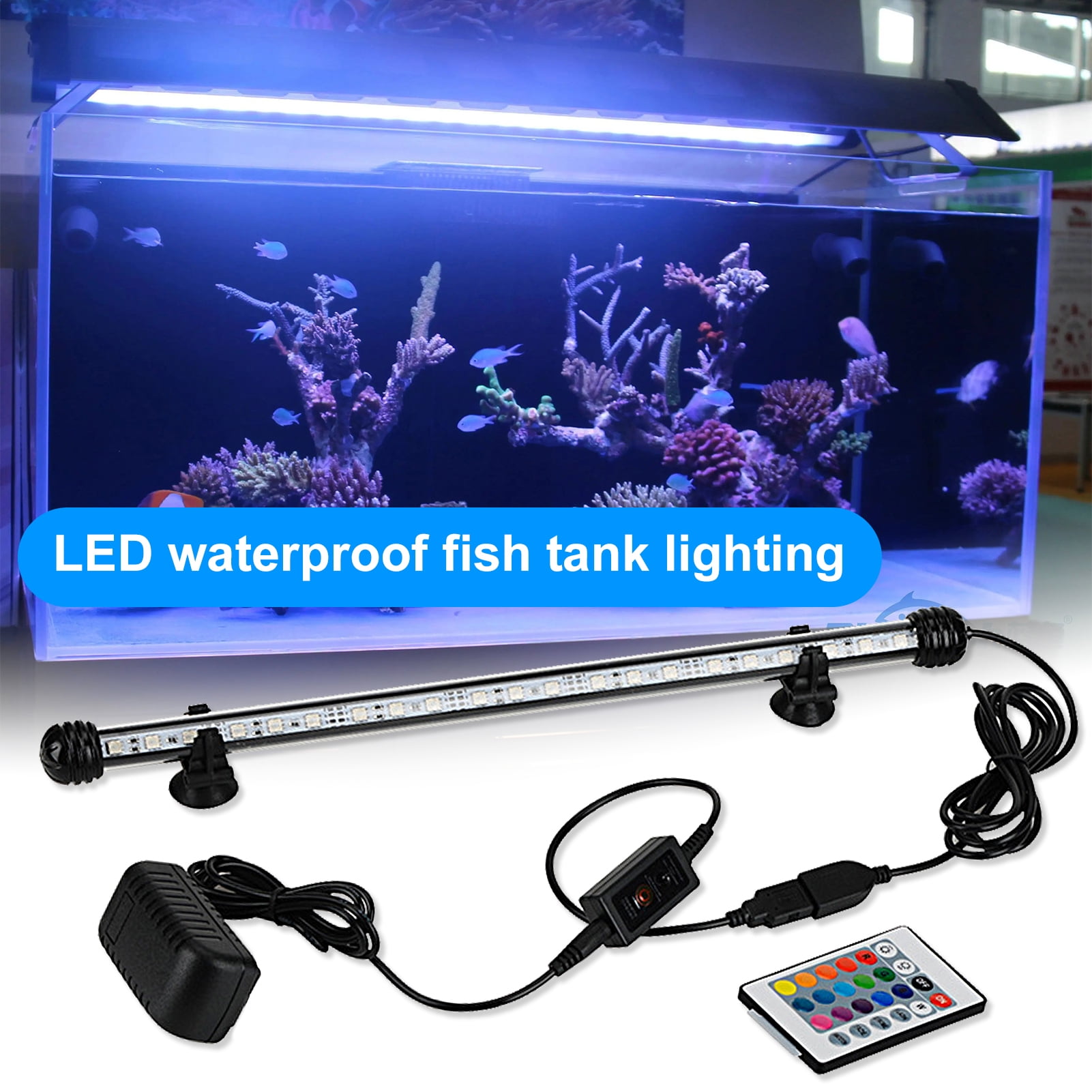 Walbest Submersible LED Aquarium Light Fish Tank Light Waterproof ...