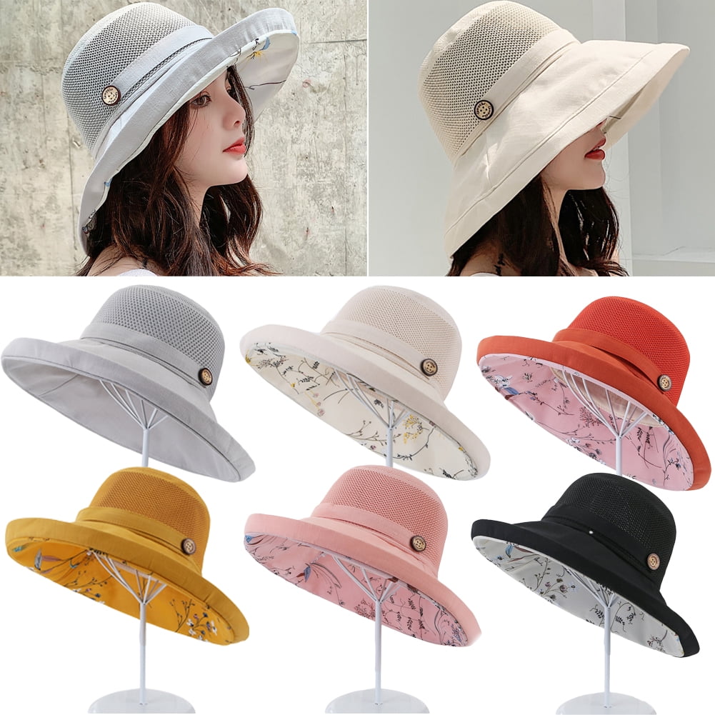 Walbest Summer Mesh Sun Hat for Women Lightweight Beach Hat Floral UPF50+ Packable Wide Brim ...