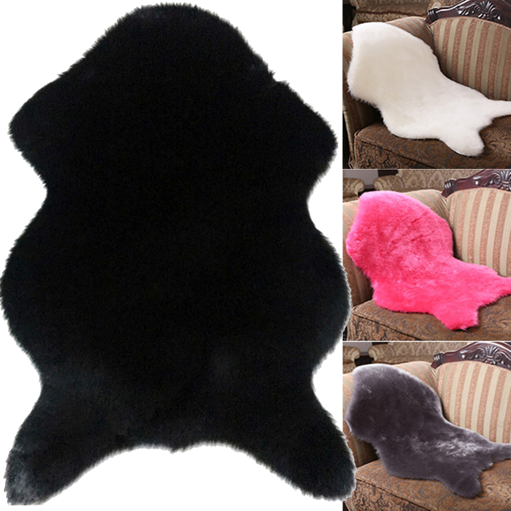 Walbest Super Soft Bedroom Geometric Rug Faux Fur Wool Carpet Fluffy ...