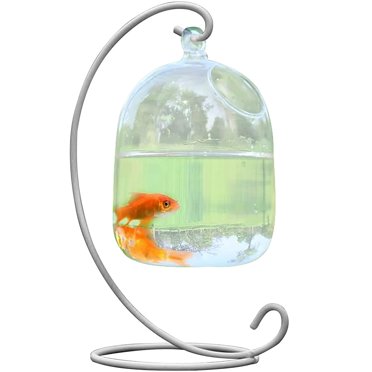 Yirtree Decorative Desk Hanging Fish Tank, Glass Betta Bowl Aquarium ...