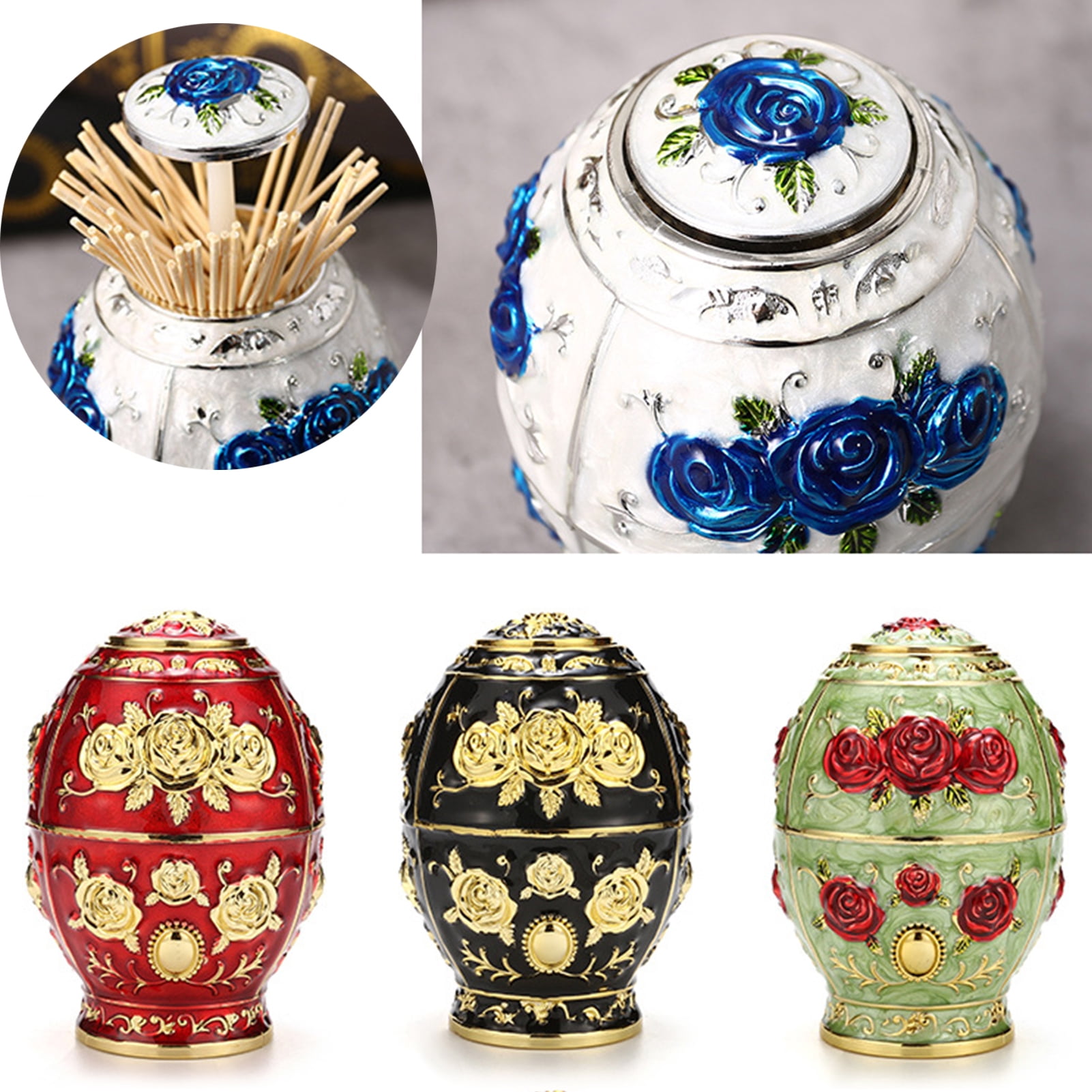 Walbest Toothpick Dispenser Retro Relief Design Plastic Luxury Pop-up ...