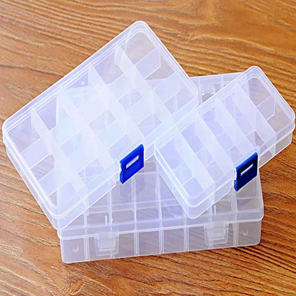 Walbest Transparent Plastic Grid Box Organizer, Adjustable Dividers Travel Small Size Case for ...