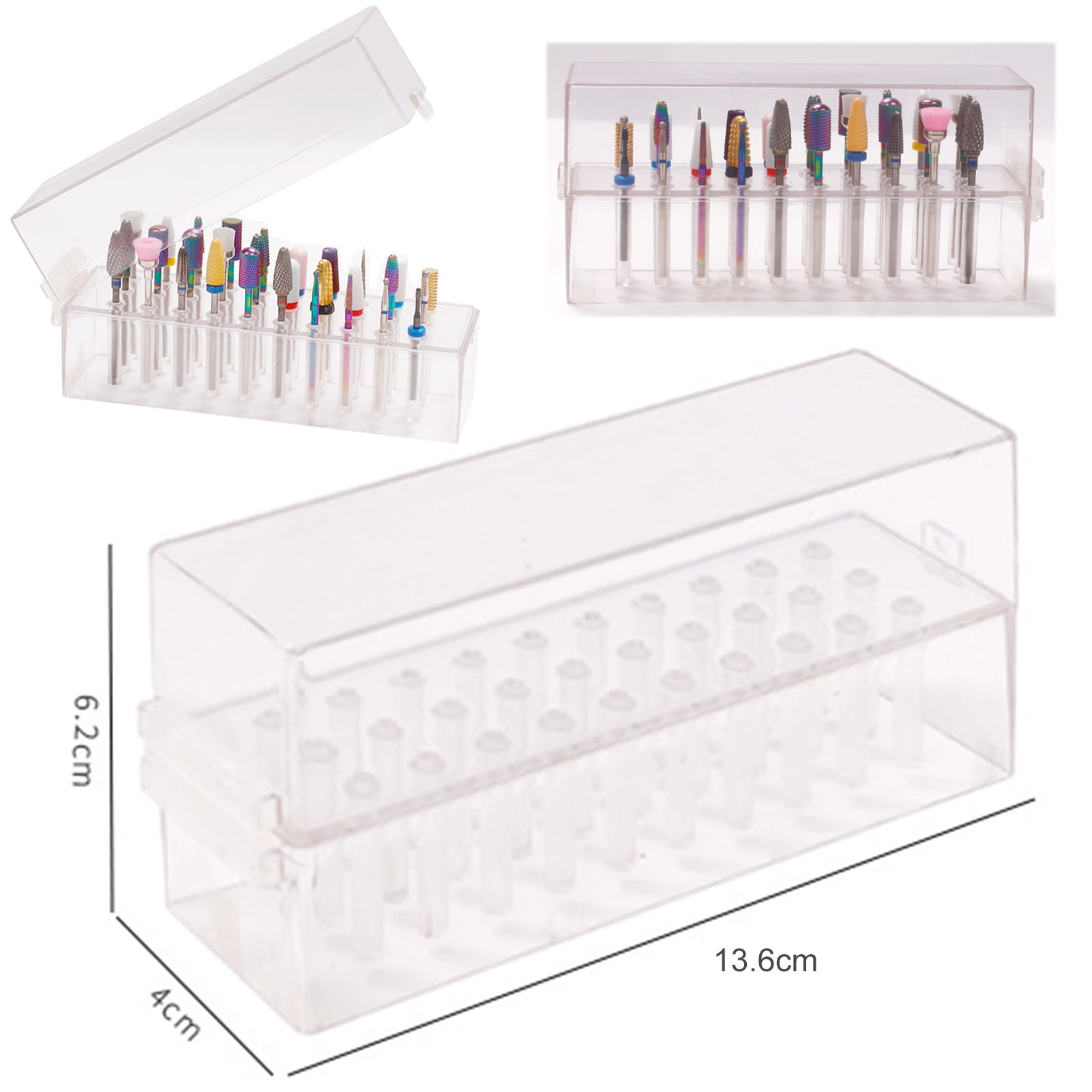 Walbest Transparent Plastic Large Capacity Drill Bits Holder, High ...