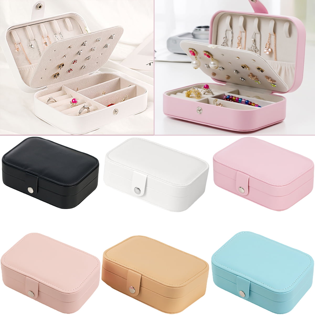 Walbest Travel Jewelry Case, Small Jewelry Box Holder Case for Women ...