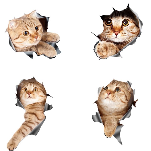 Walbest Universal Car Auto Sticker Waterproof Non-fade PET 3D Cute Cat ...
