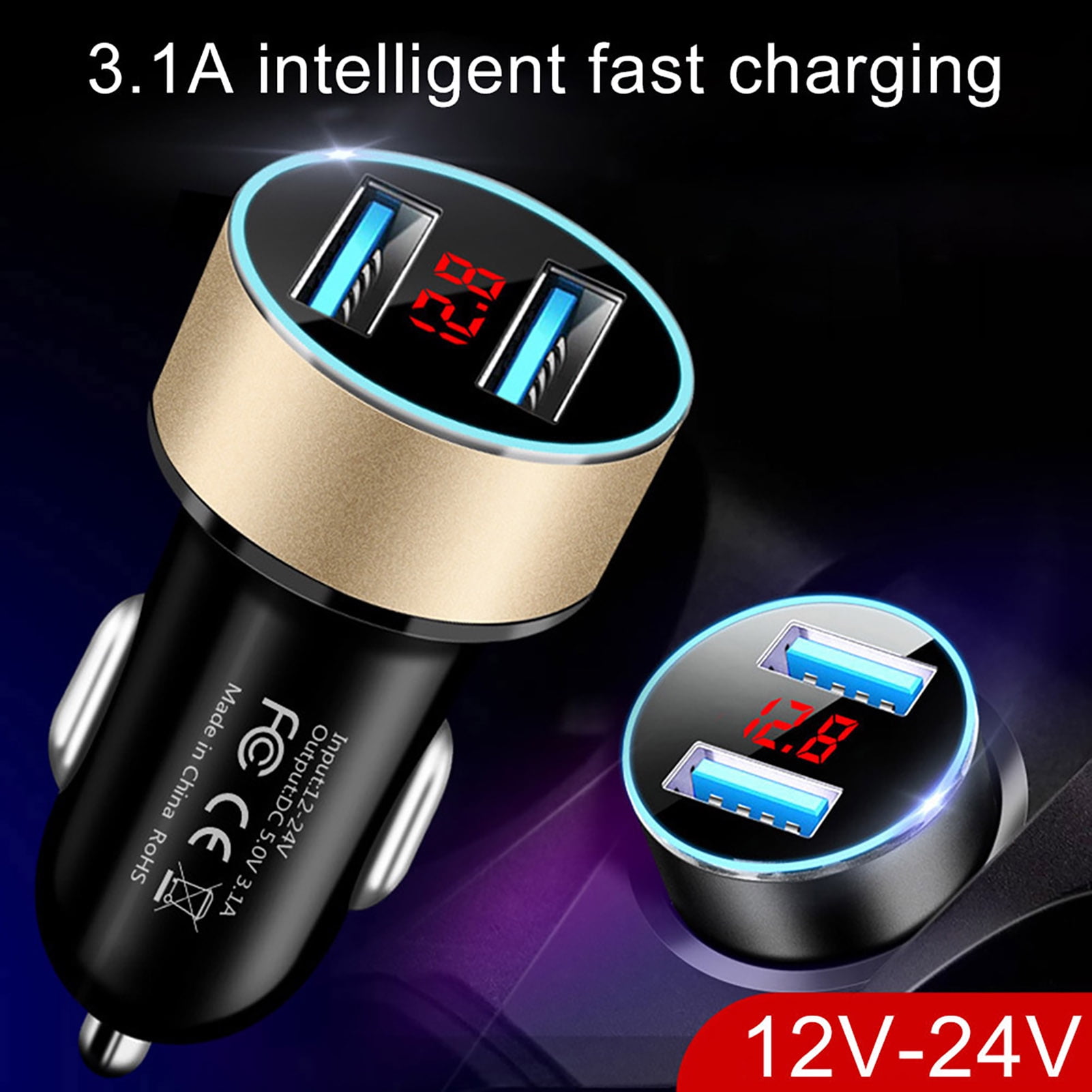 Walbest Universal Car Charger Adapter, Auto Vehicle 3.1A Dual USB ...