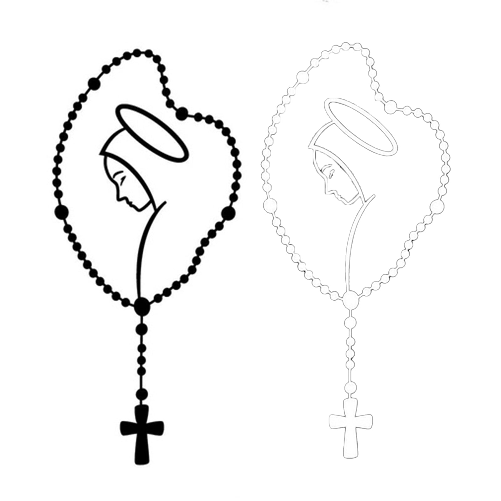 Walbest Virgin Mary Madonna Rosary Black Car Sticker Decal, 5.9x3.1 ...