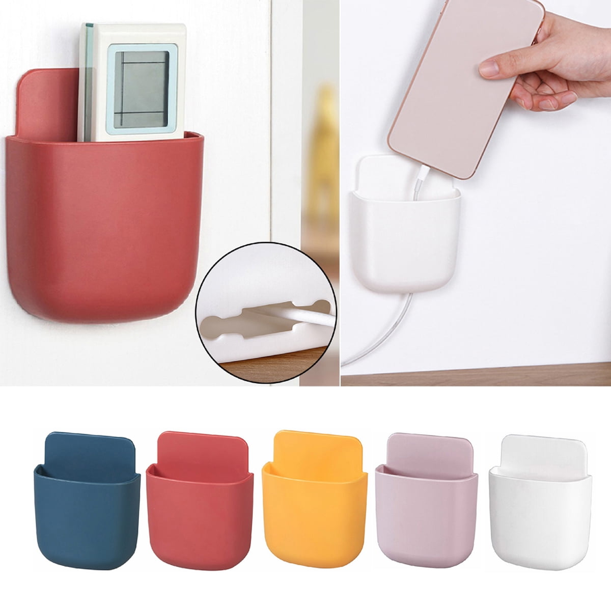 Walbest Wall Mounted Remote Control Holder Container Free Punch Storage ...