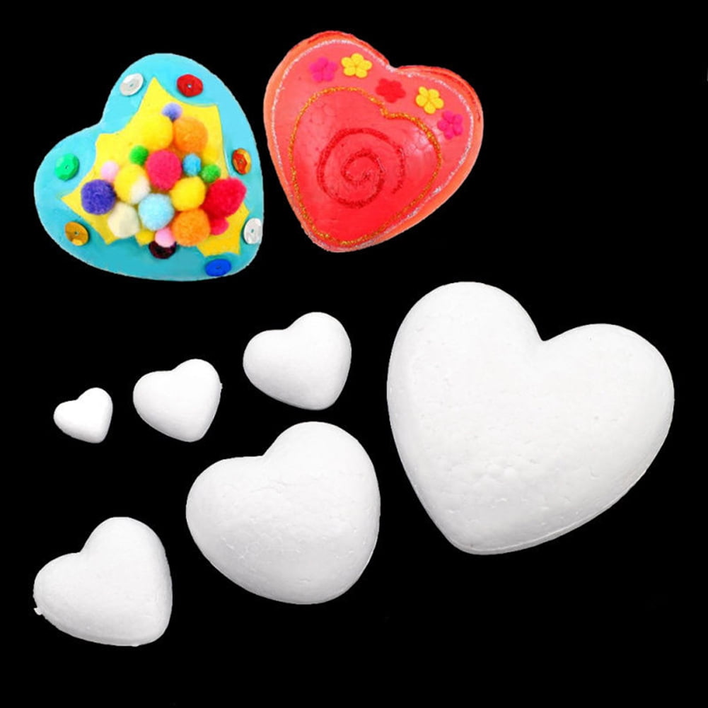Walbest White Foam Styrofoam Polystyrene Modelling DIY Craft Heart ...