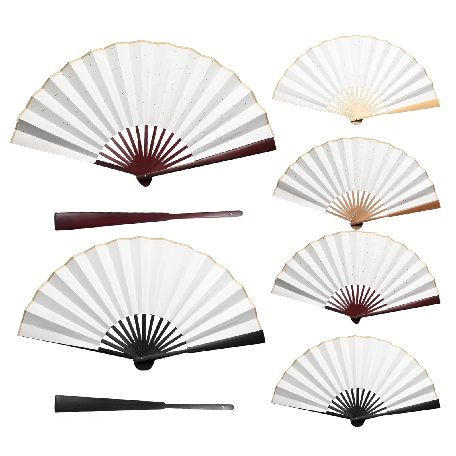 Walbest White Rice Paper Folding Fan Chinese Style Portable Handheld ...