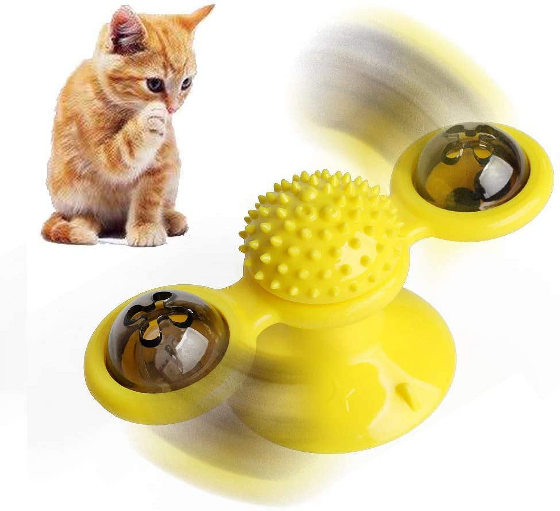 Walbest Windmill Cat Interactive Toy with Suction Cup Base, LED ...