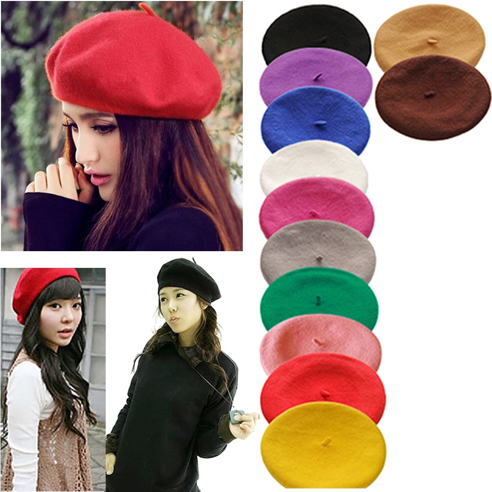 Walbest Women Girl Wool Felt Beret Cap Winter Warm Classic Solid Color Beret French Artist ...