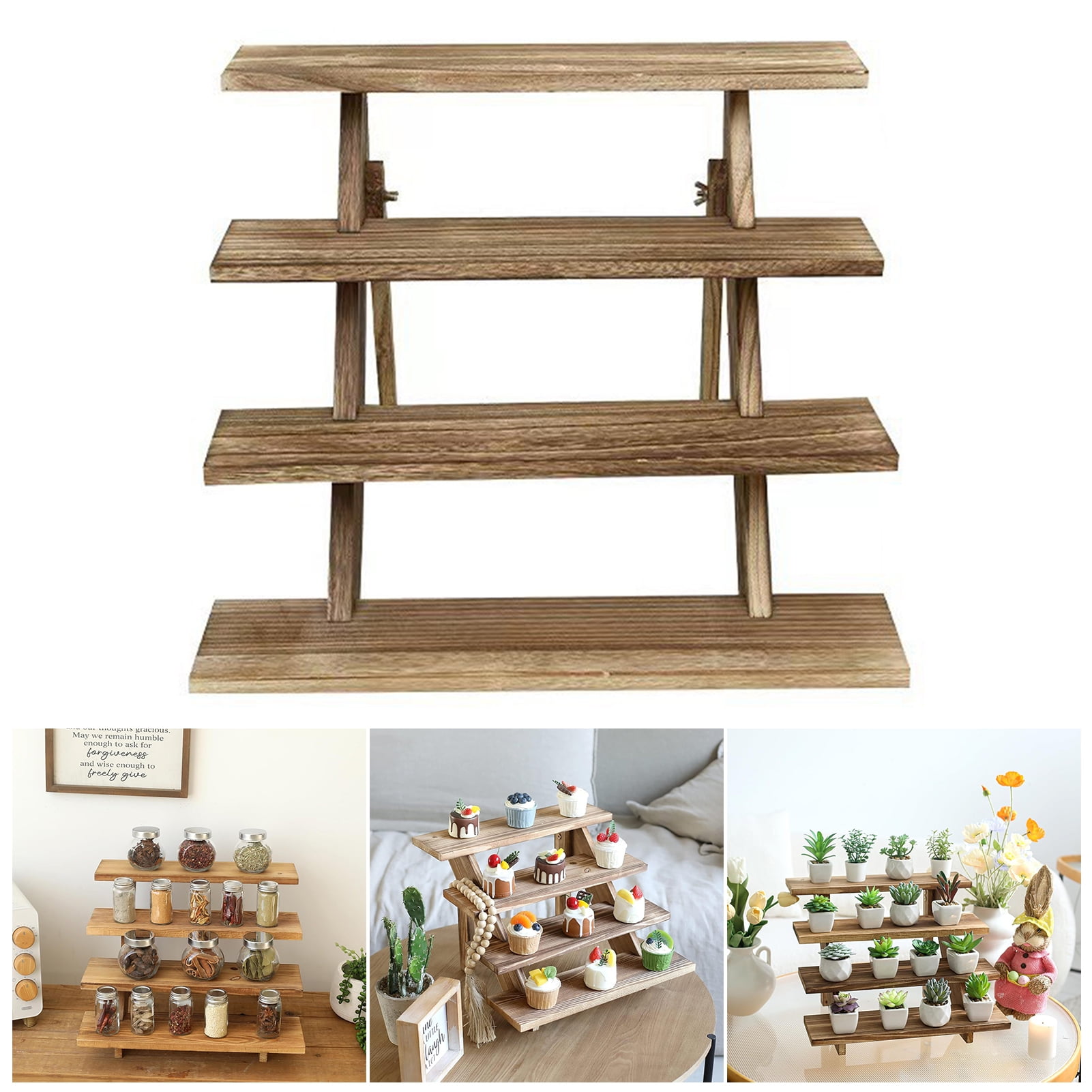 Walbest Wooden Cupcake Stand Tiered Dessert Display Rack Foldable ...