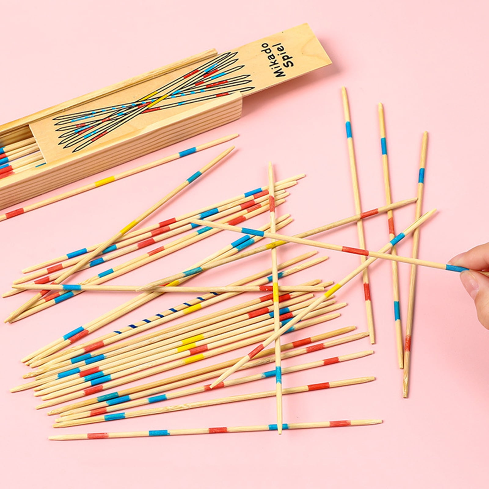 Walbest Wooden Pick-Up Sticks Game with Box Kids Adults Interactive ...