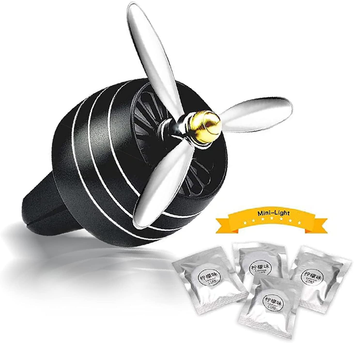 Walbest YRY Car Air Freshener Vent Clip LED Light Fan Fragrance Aroma ...