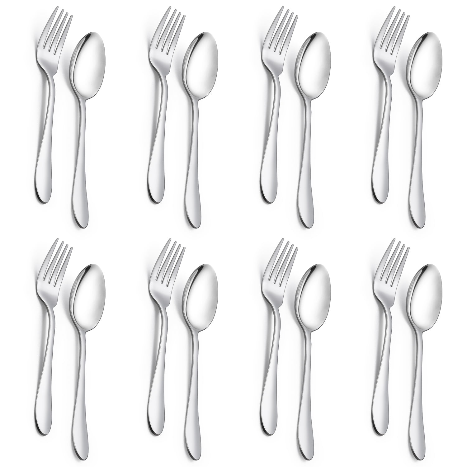 Walchoice 16-Piece Stainless Steel Silverware Set, Fork and Spoon Set ...
