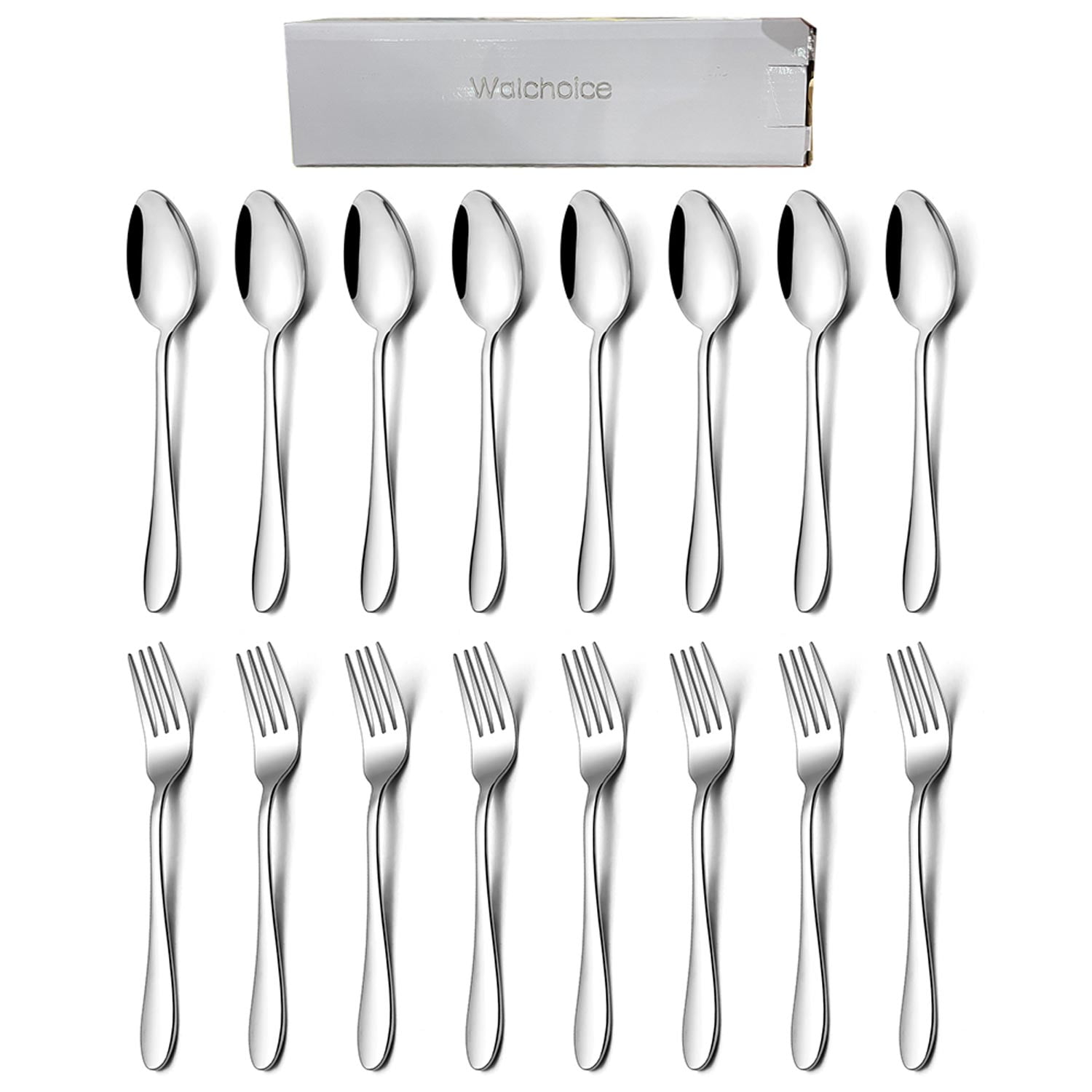 Walchoice 16-Piece Stainless Steel Silverware Set, Fork and Spoon Set ...