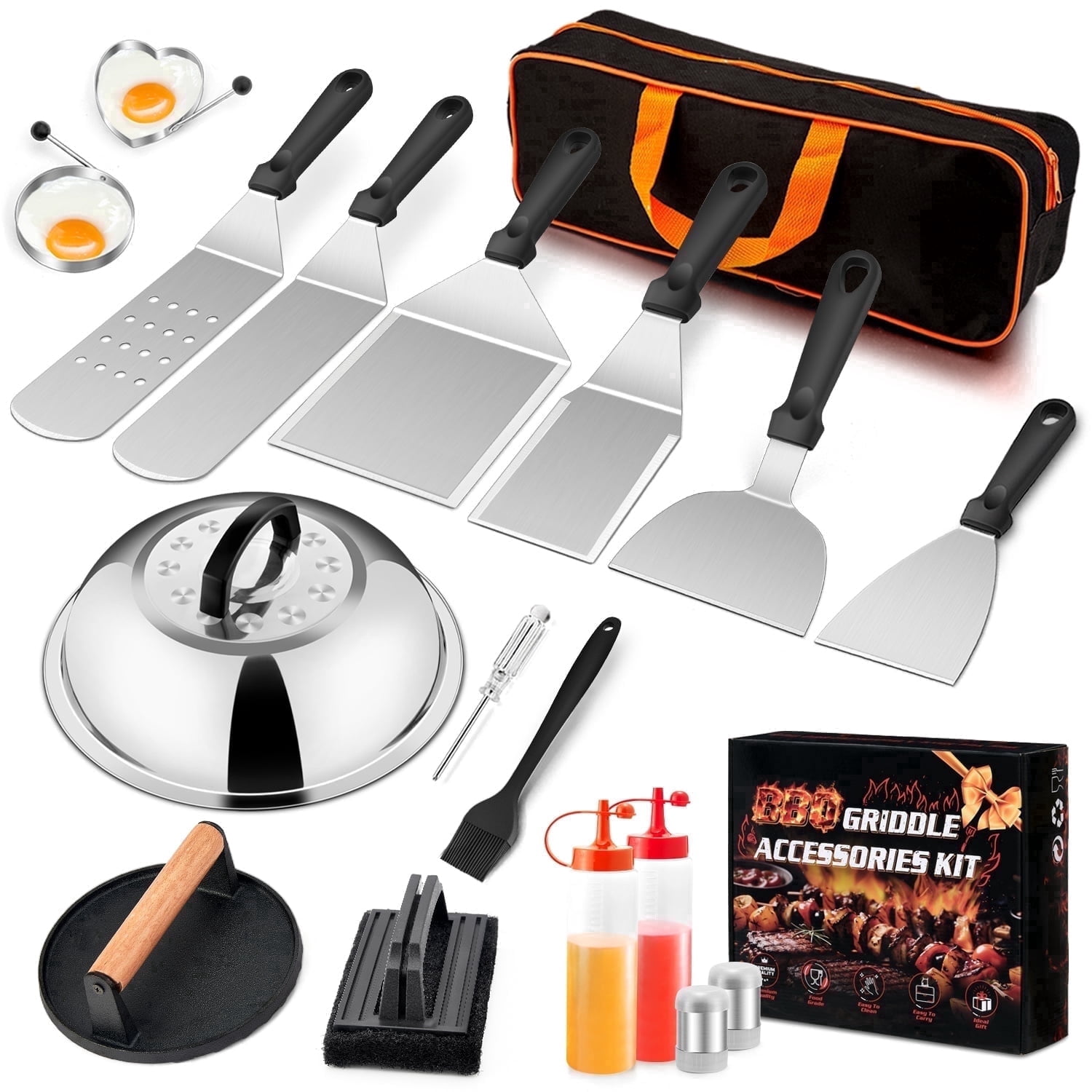 Walchoice 18PCS Griddle Accessories Kit, Heavy Duty BBQ Accessories for ...