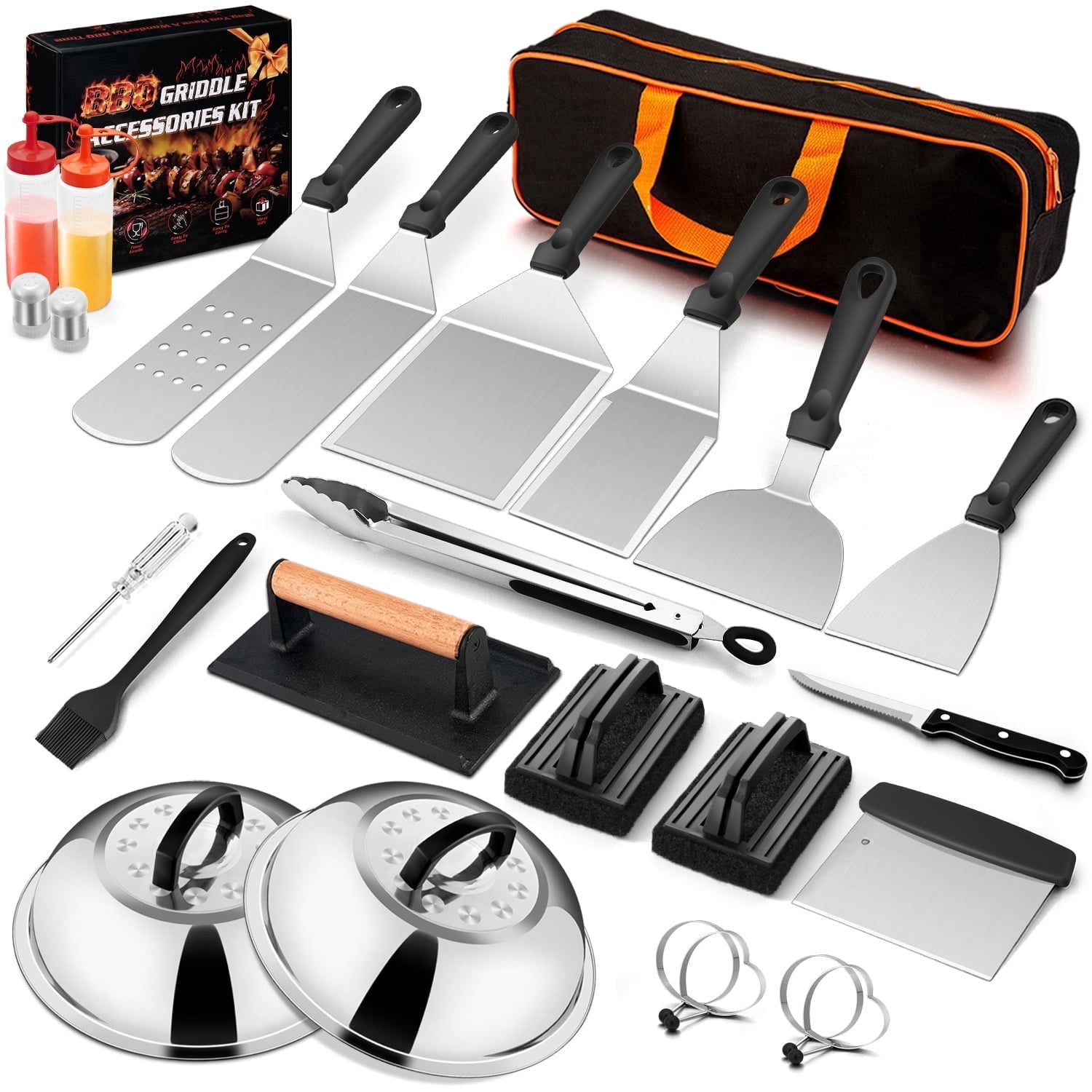 Walchoice 25 PCS Griddle Accessories Kit, Heavy Duty BBQ Accessories ...