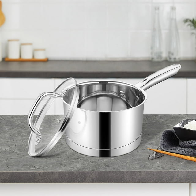 Walchoice 2QT Saucepan with Lid, 2 Quart Stainless Steel Small Sauce ...