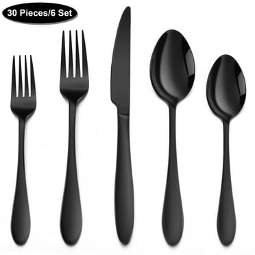 Better Homes & Gardens River 16-Piece Black Stainless Steel Flatware ...