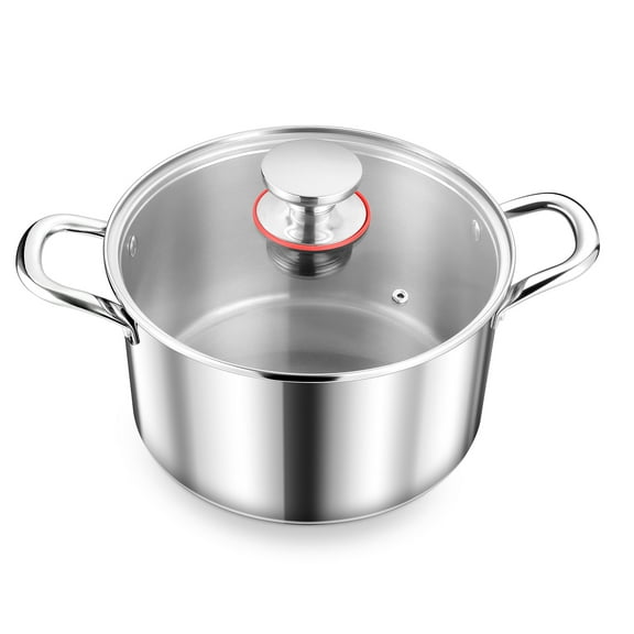 Visualz Stainless Steel Stock Pot - 7 Quart Heavy-Duty Induction ...