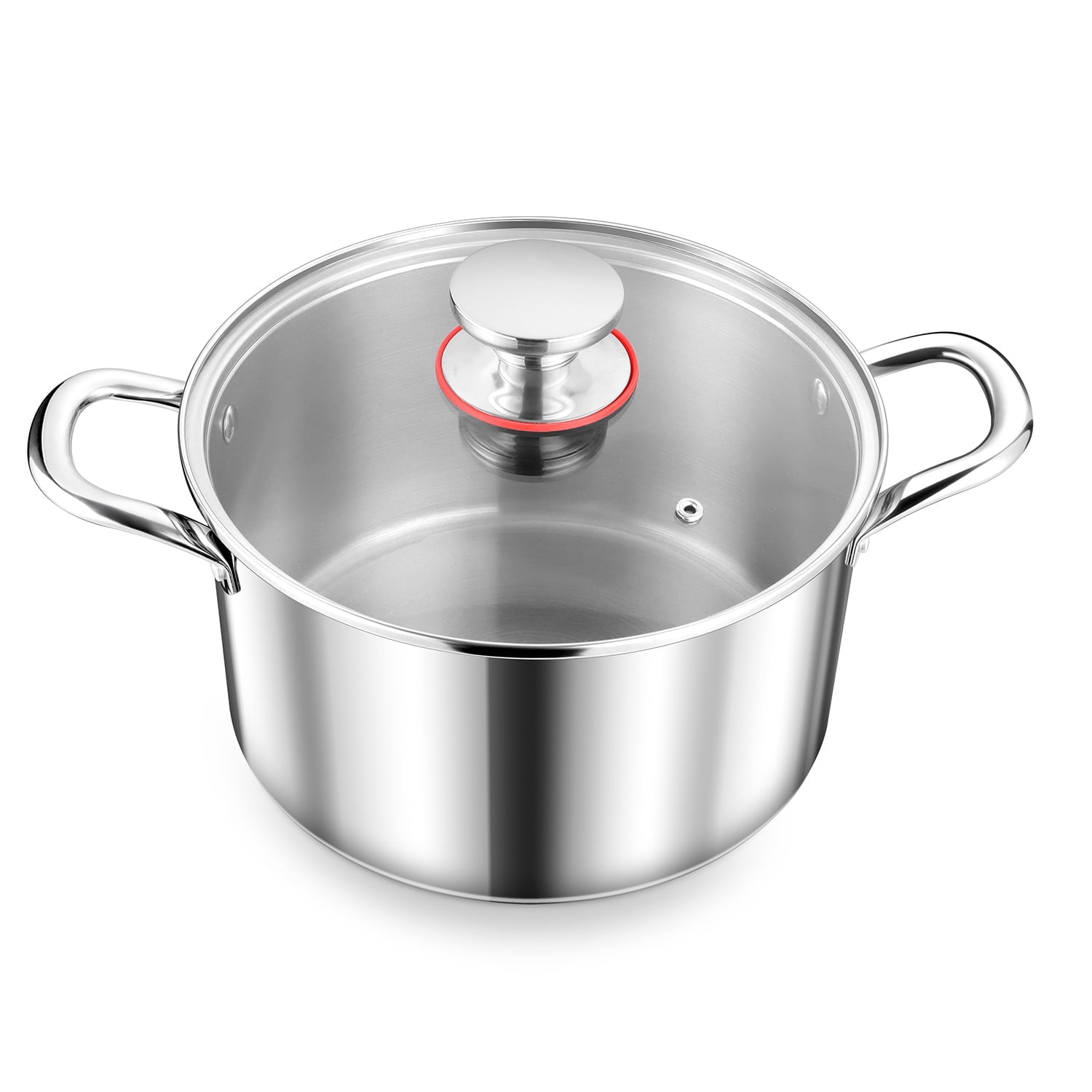 Walchoice 4 Quart Stockpot with Lid, Tri-Ply Stainless Steel Soup Pasta ...
