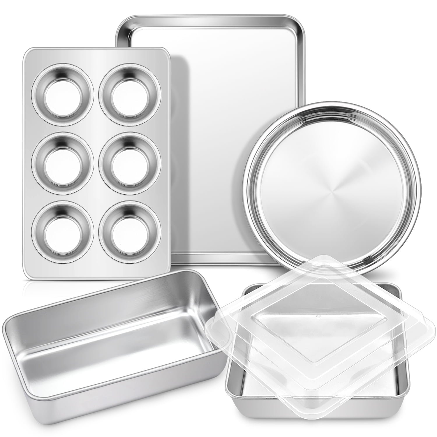 Walchoice 6-Piece Stainless Steel Non-stick Bakeware Sets with Cookie ...