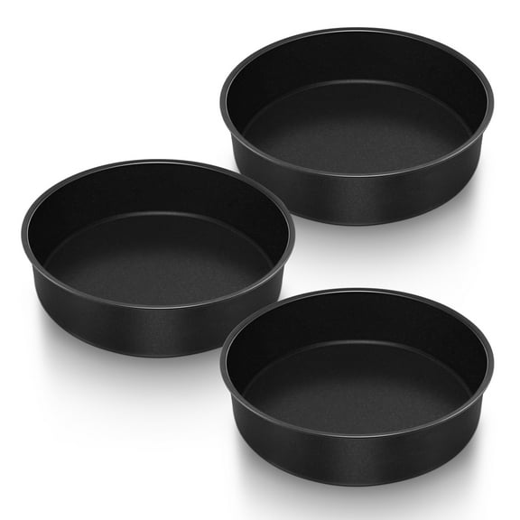 8-Inch Round Cake Pan Set of 3, Nonstick Smash Cake Baking Pans Tins ...
