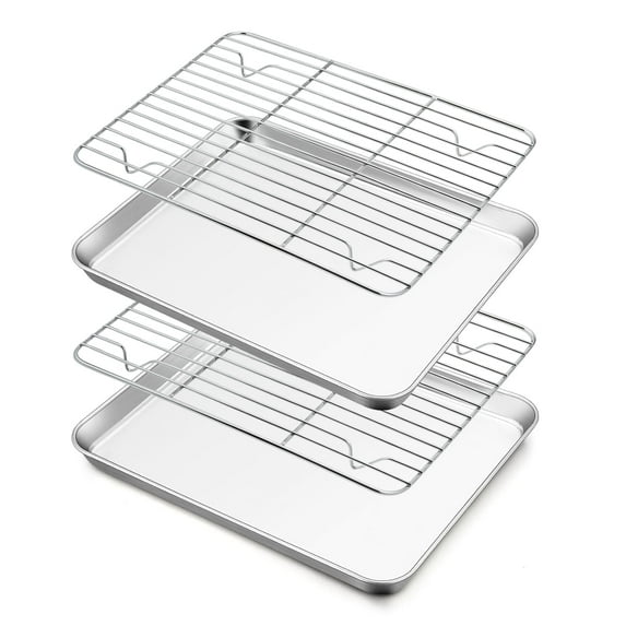 Walchoice Stainless Steel Baking Sheet & Cooling Rack Set, Oven Safe ...