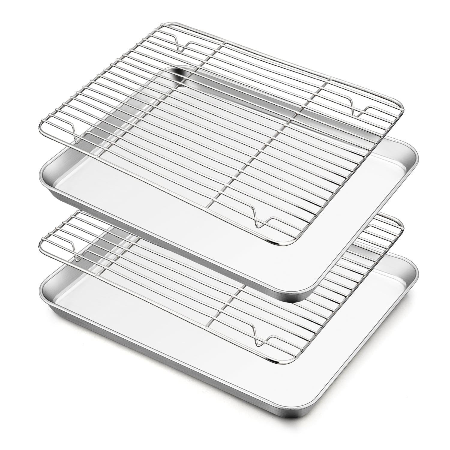 Walchoice Stainless Steel Baking Sheet Set (2 Pans + 2 Racks), Oven Fit ...