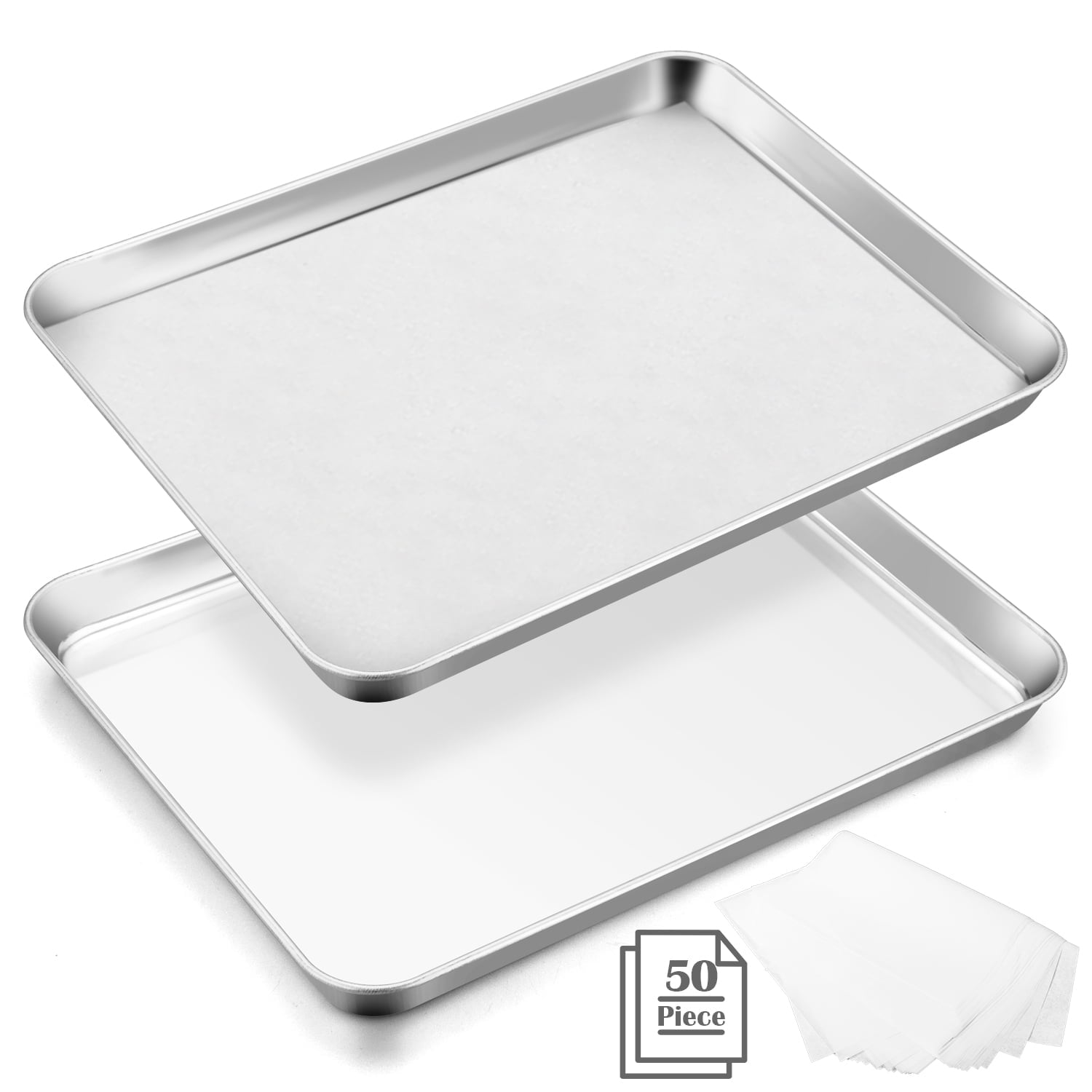 Walchoice 2-Piece Stainless Steel Baking Sheets with 50 Parchment ...
