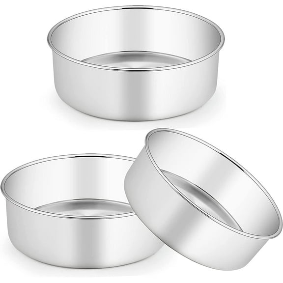 Cake Pan Set of 4, Stainless Steel Baking Round Cake Pans Tins Bakeware ...