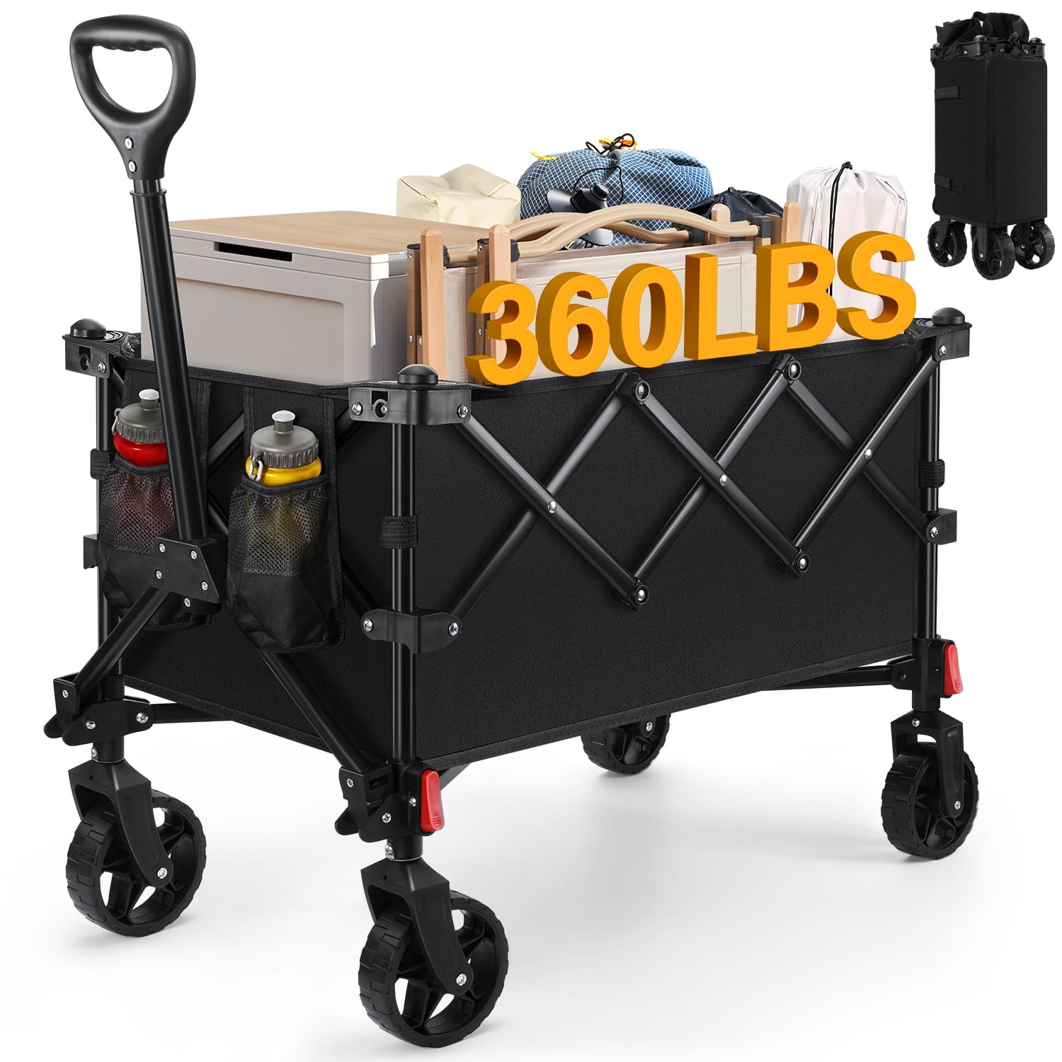 Walchoice Folding Wagon Cart, Heavy Duty 360lbs Utility Cart, All ...