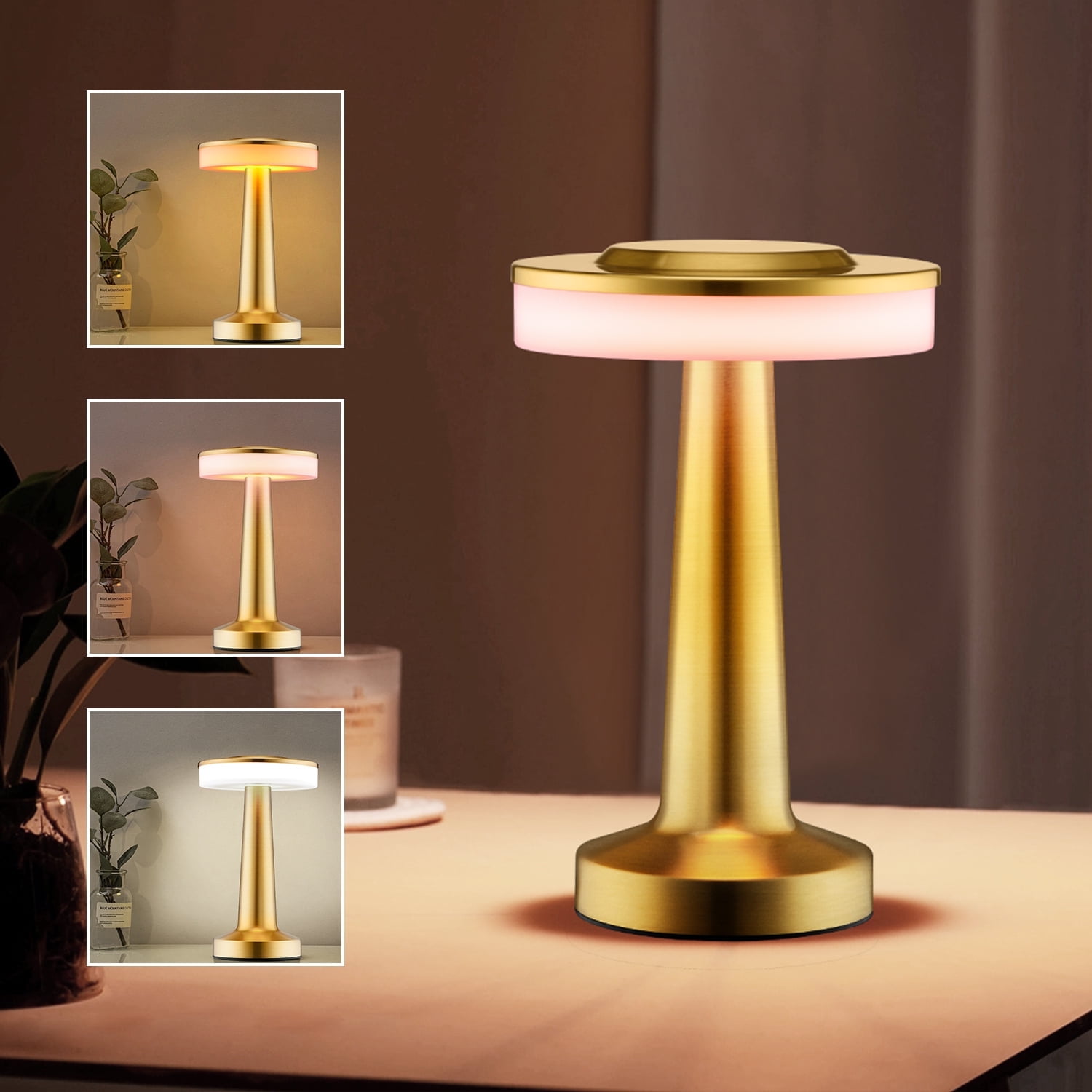 Hasteel Portable LED Table Lamp, Cordless Metal Night Light, Dimmable ...