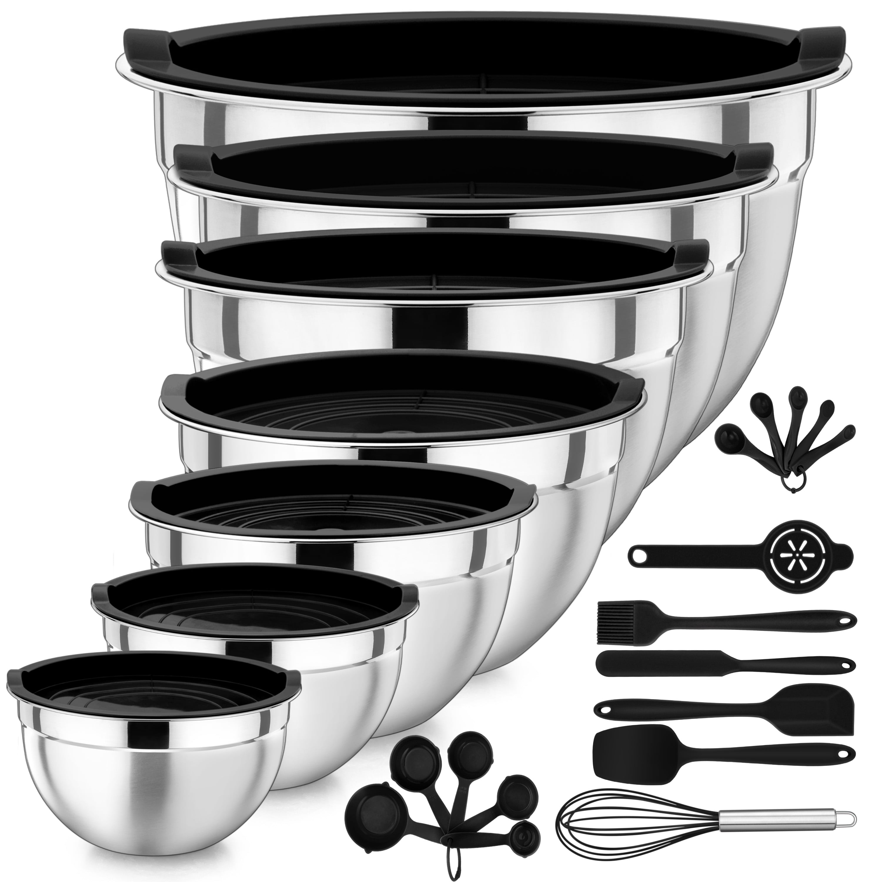 Walchoice Stainless Steel Mixing Bowls Set of 7 with Lids, Kitchen ...