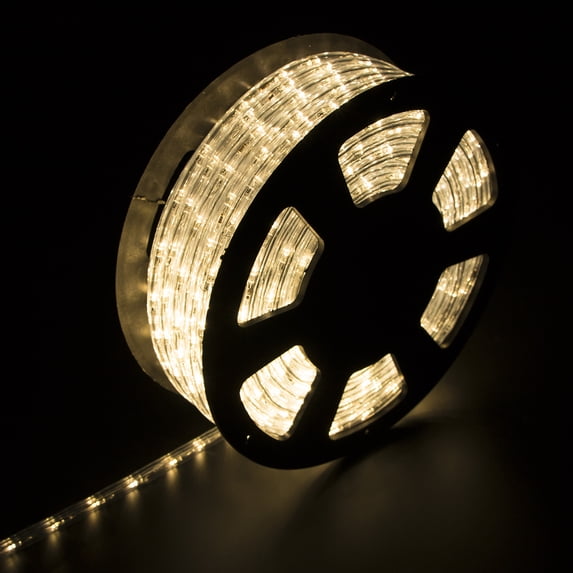 Walcut 100Ft Warm White LED Rope Lights, Clear PVC, Flexible ...