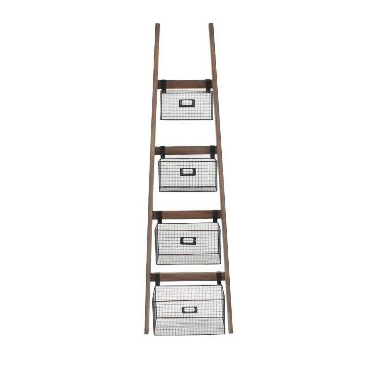 Wald Imports 4408 Wall Ladder Shelf & Bookcase with Wire Storage ...