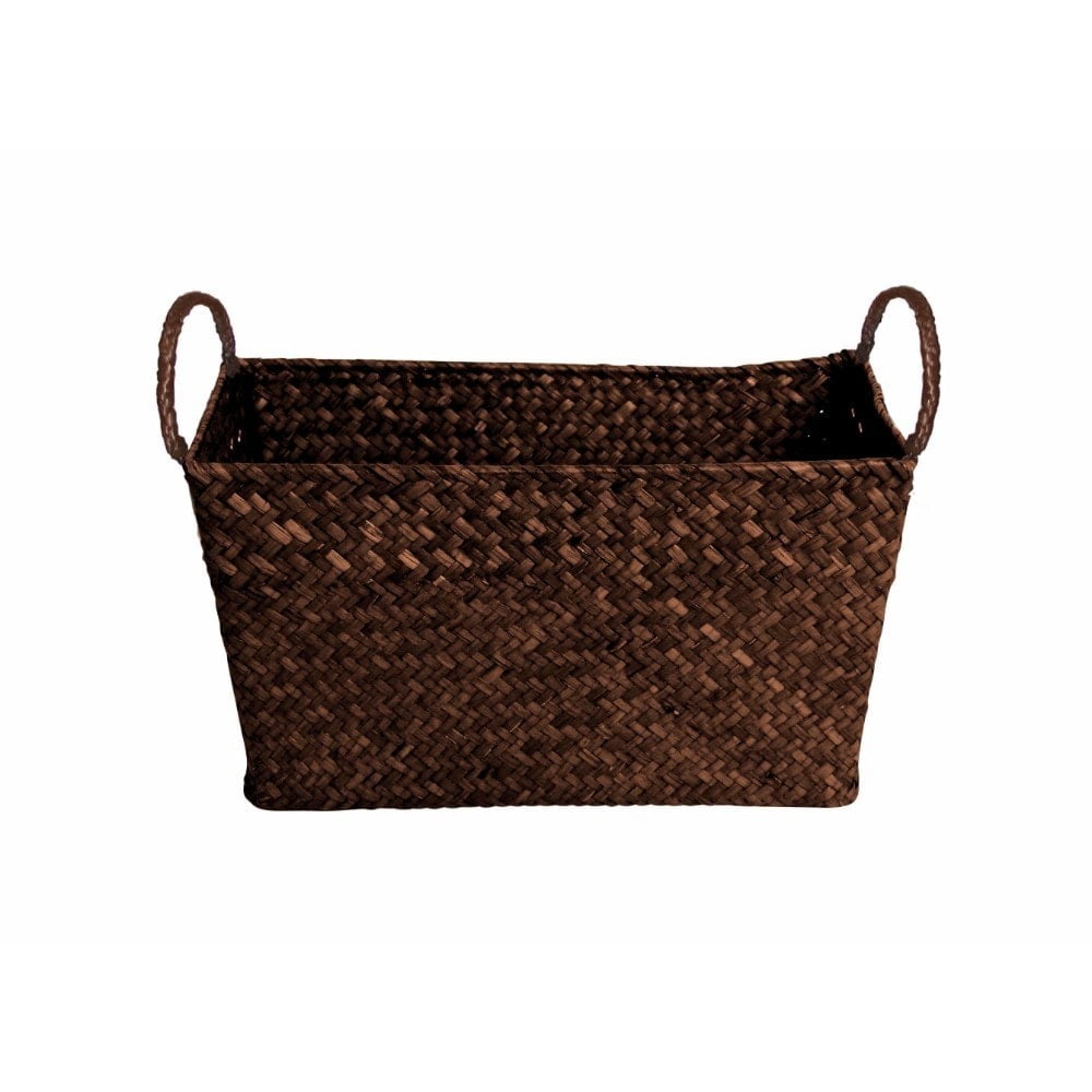 Wald Imports Brown Seagrass-reed Rectangular Decorative Storage Basket ...