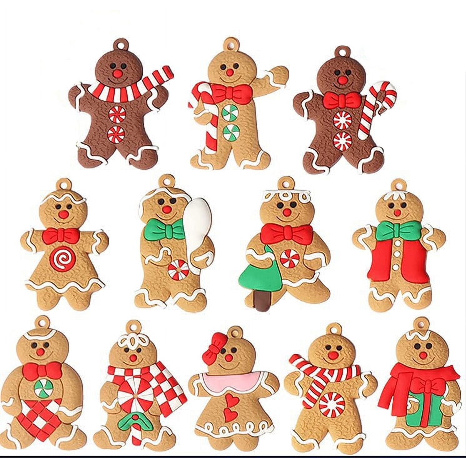 Waldeal 12pcs Gingerbread Man Ornaments, Assorted Plastic Figurines for ...