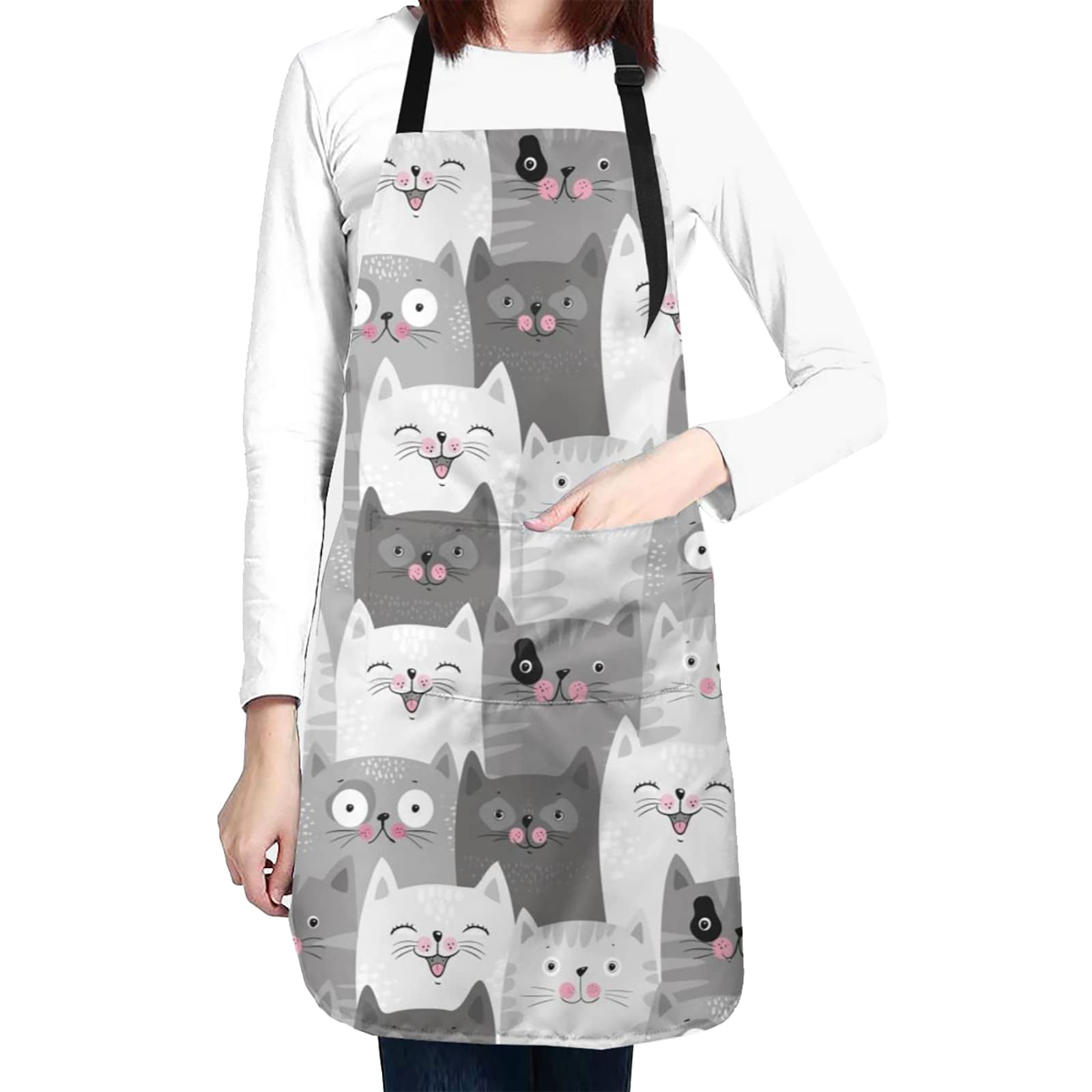 Waldeal Cute Cats Pattern Aprons for Women With Pockets, Birthday Gifts ...
