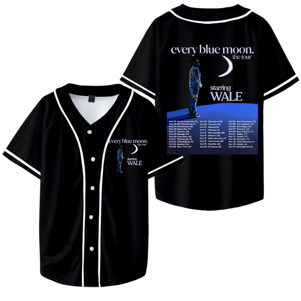 Wale Every Blue Moon Tour 2024 Jersey Unisex Casual Short Sleeve Shirt ...