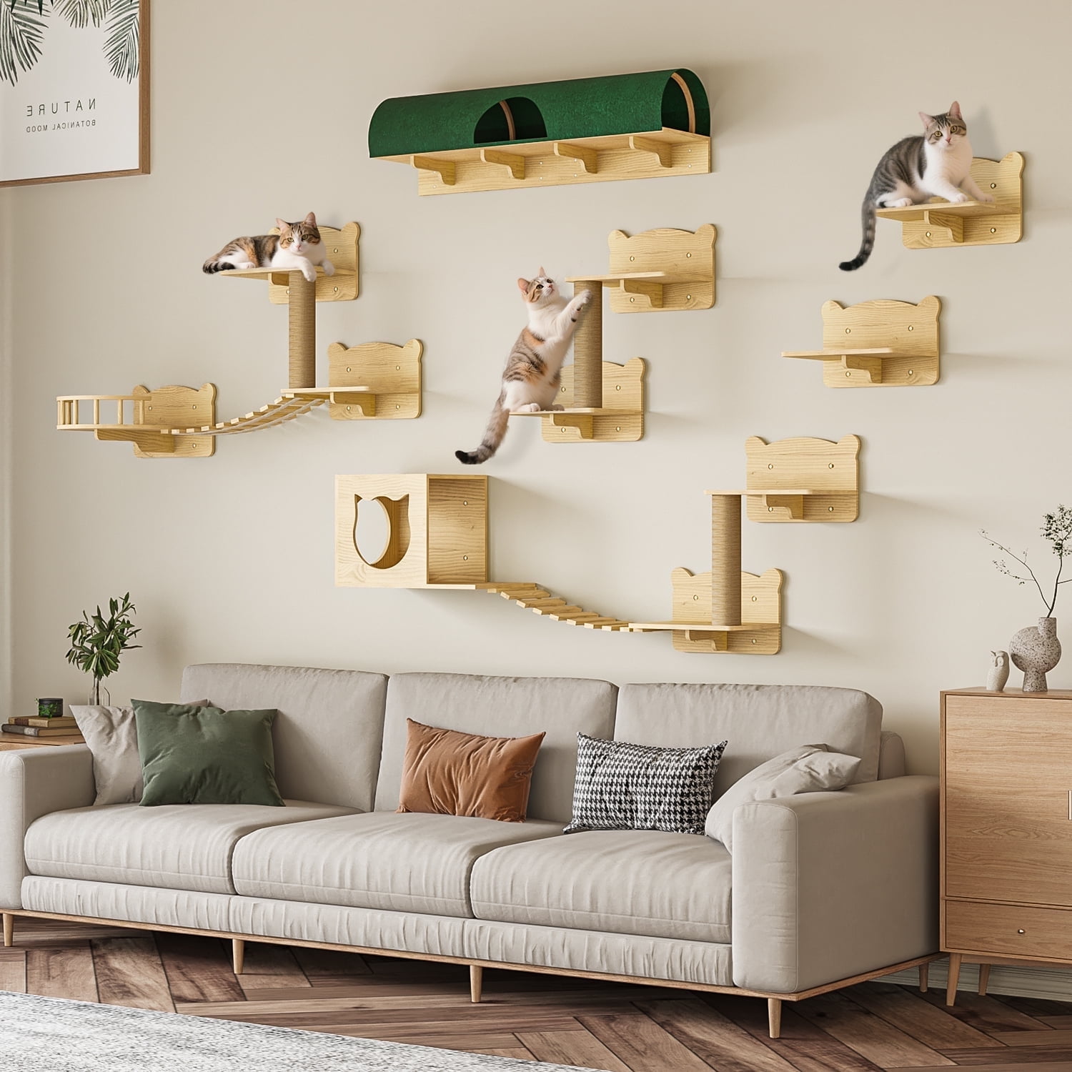 Waleaf 16 Piece Cat Wall Shelves for Indoor cats,Wall Mounted Cat ...