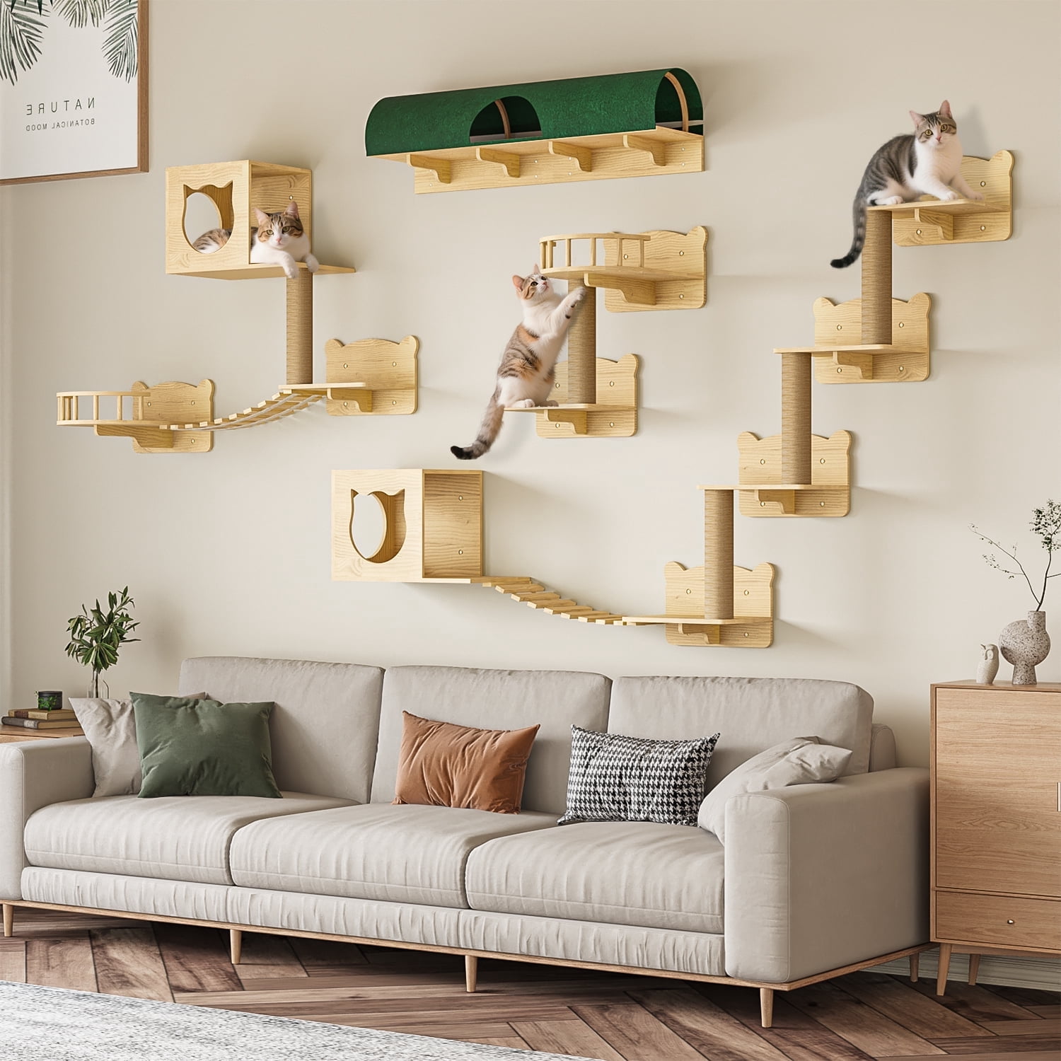 Waleaf 18 Piece Cat Wall Shelves for Indoor cats,Wall Mounted Cat ...