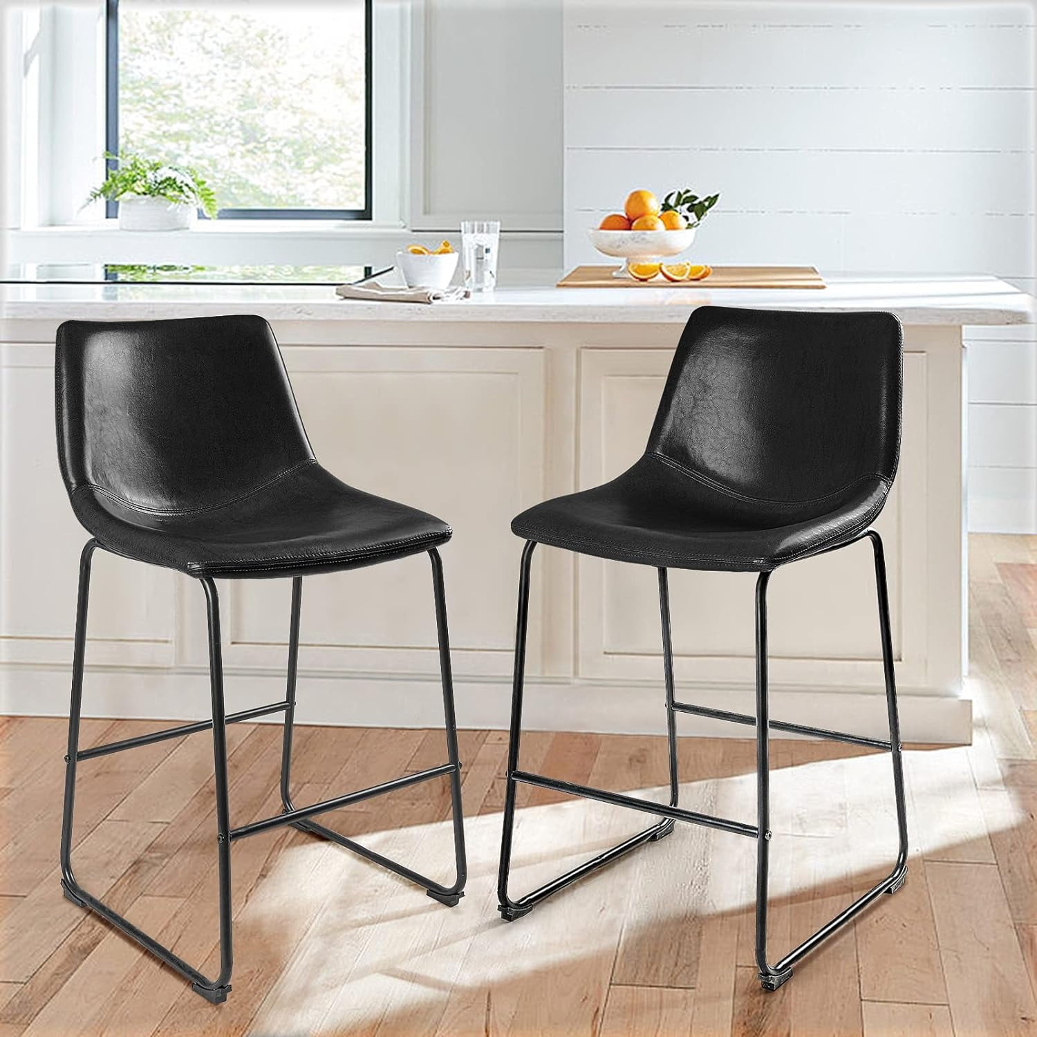 Bar Stools Set of 2, 30 Inch Counter Height Bar Stools with Footrest ...
