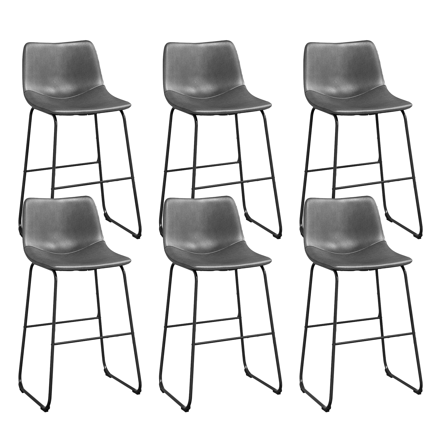 Waleaf 26 inch Bar Stools Set of 6,Counter Height Bar Stools with Back ...